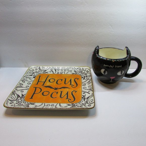 Holiday | Purrefect Friend Black Cat Mug And Square Hocus Pocus Plate ...